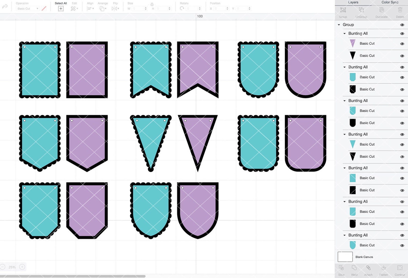 16 Bunting Flag Templates Svgscalloped Banner SVG DXF PNG Eps | Etsy