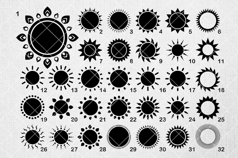 Sun Icons SVG Sun Sublimation sun Shapes Svg Png Eps Dxf Jpg - Etsy
