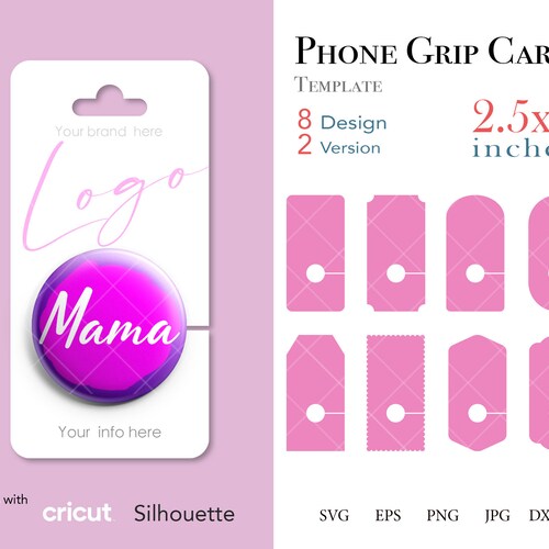 18 Phone Grip Display Card Svg 2.9x4 Phone Grip | Etsy