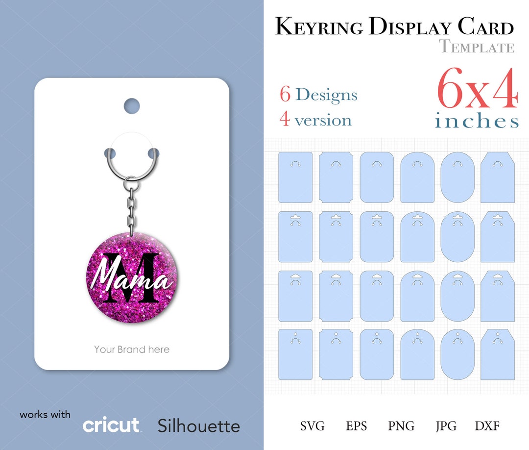 24 Keyring Display Card Svg 4"x6" (set 1), Keychain Display Card ...