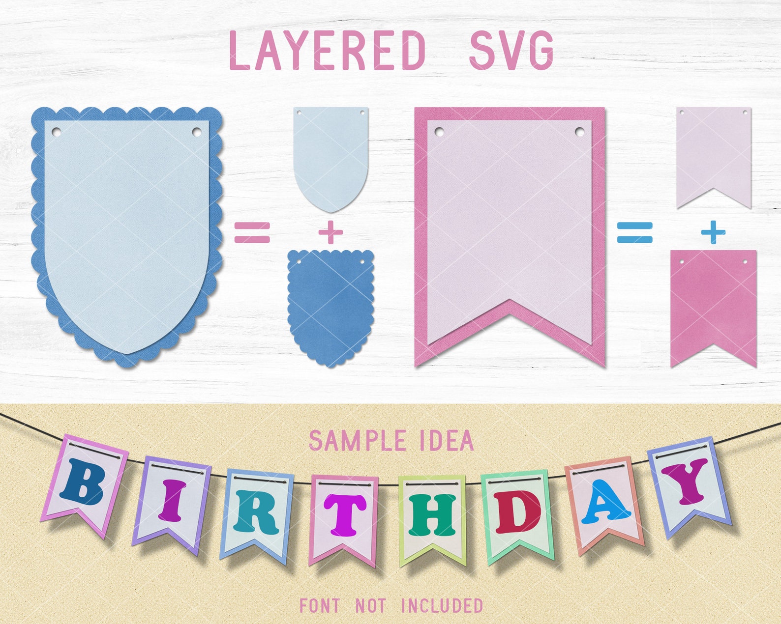 16 Bunting Flag Templates Svgscalloped Banner SVG DXF PNG Eps | Etsy