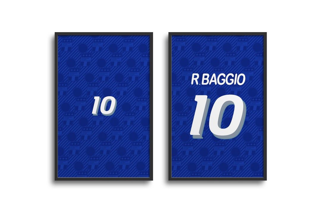 Italy Azzurri 1994 Football WC Home Kit Print Poster Wall Art, Football, Personalised Gift ...