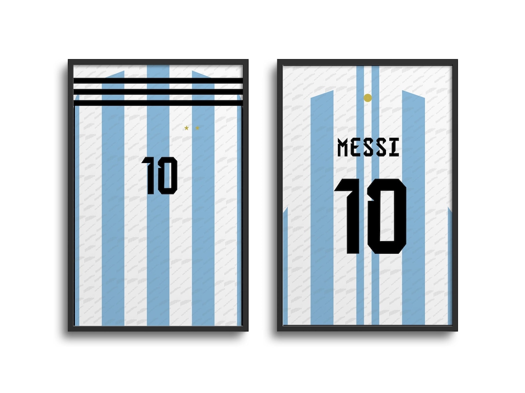 Argentina La Albiceleste 2022 Football WC Home Kit Print Poster Wall Art, Football, Personalised ...