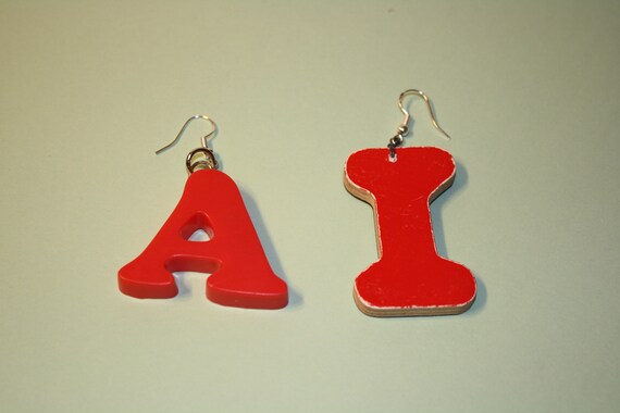 Mismatched Letter Dangle Earrings - Etsy
