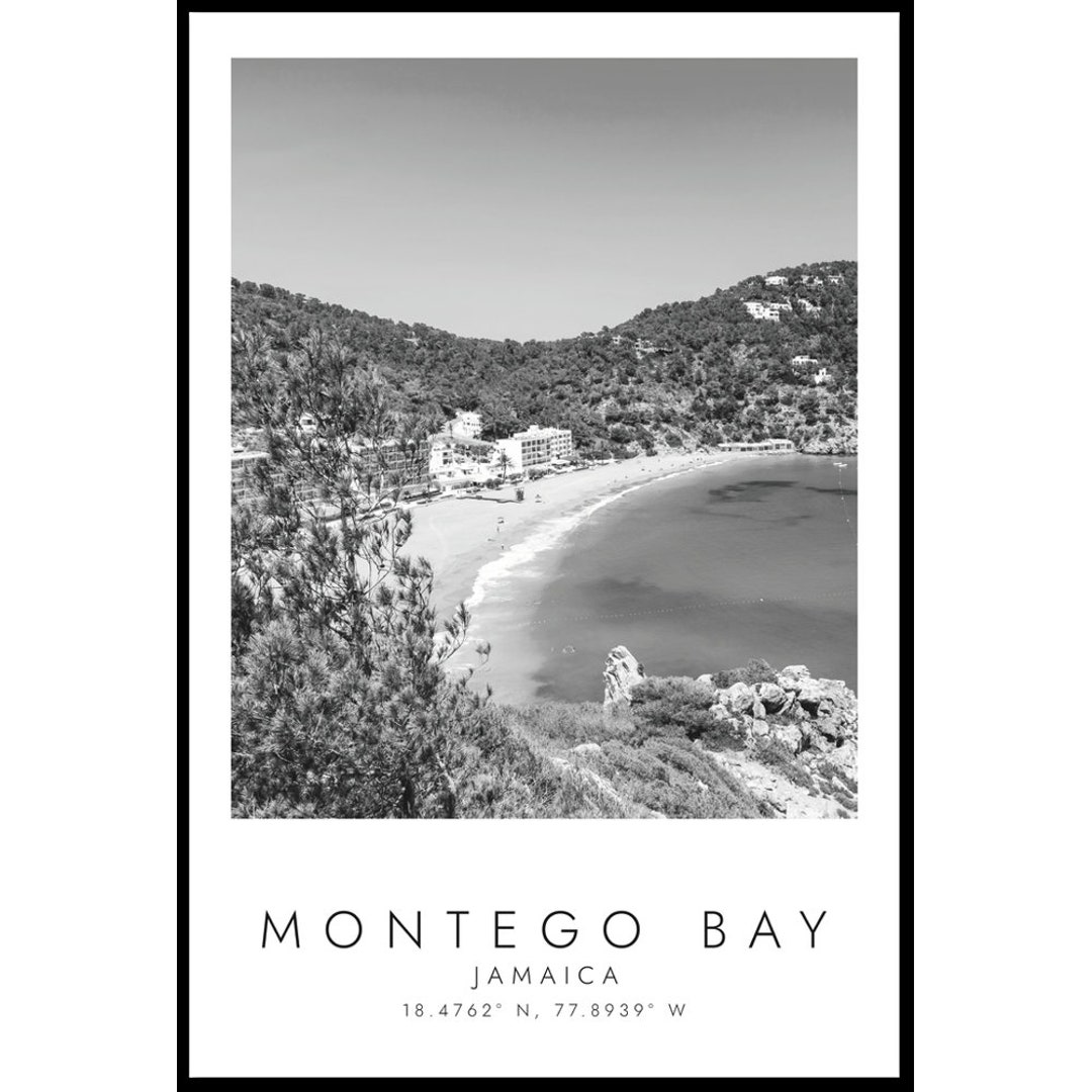 MONTEGO BAY Jamaica Travel Print | Print for Travel Lovers | Black and ...