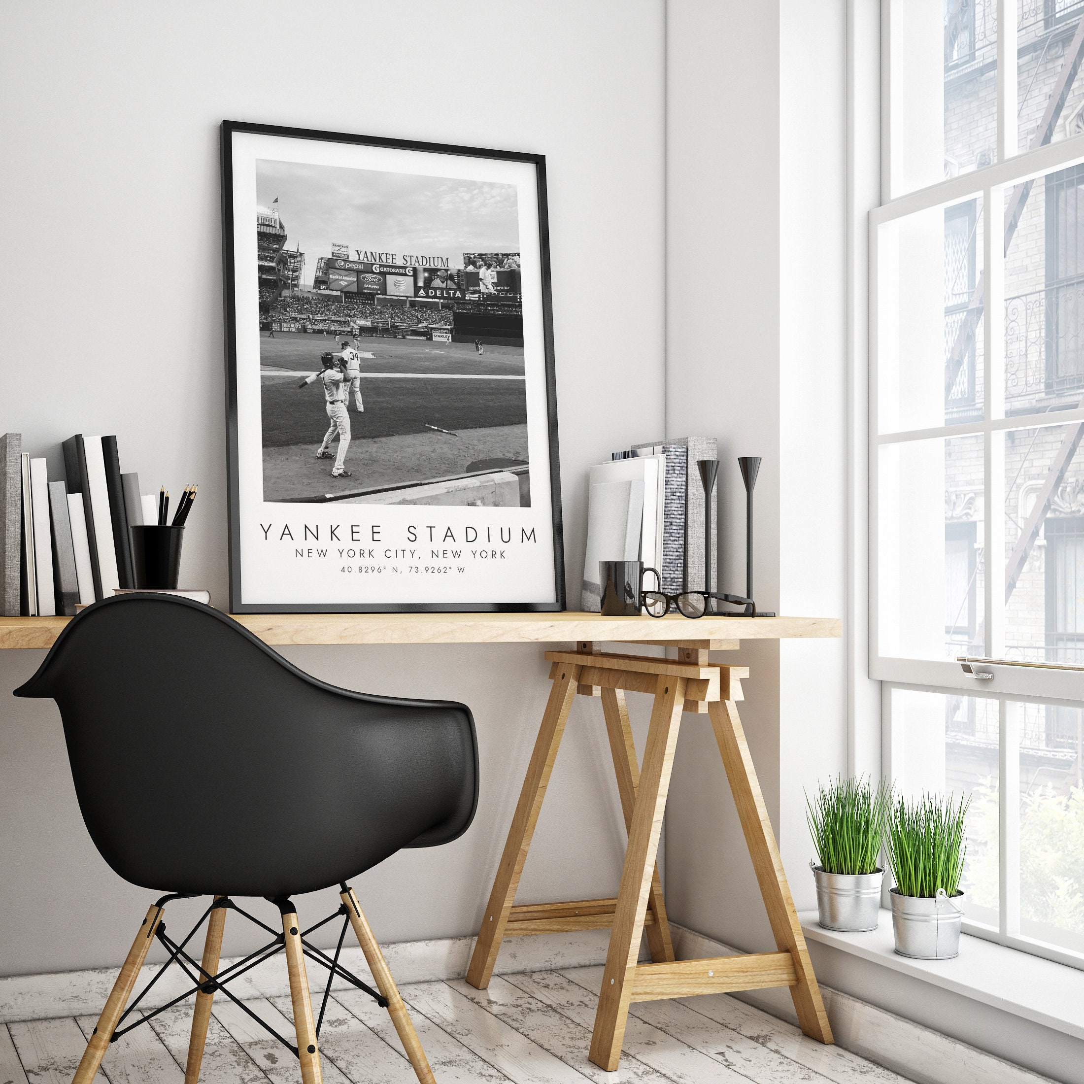 YANKEE STADIUM New York Yankees | Print for Baseball Lovers | Black and ...