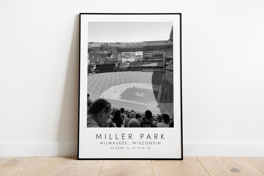 MILLER PARK Milwaukee Brewers | Print for Baseball Lovers | Black and ...