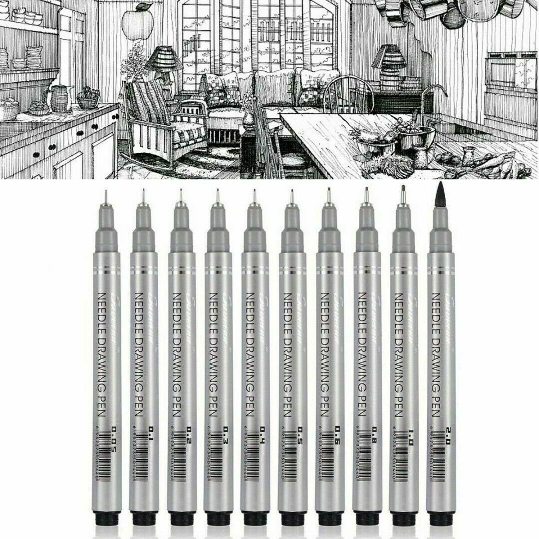 Needle Drawing Pen Art Drawing Set 10 Pcs Signature Waterproof - Etsy