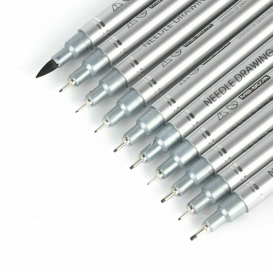 Needle Drawing Pen Art Drawing Set 10 Pcs Signature Waterproof - Etsy
