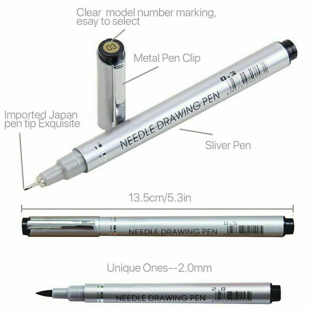 Needle Drawing Pen Art Drawing Set 10 Pcs Signature Waterproof - Etsy