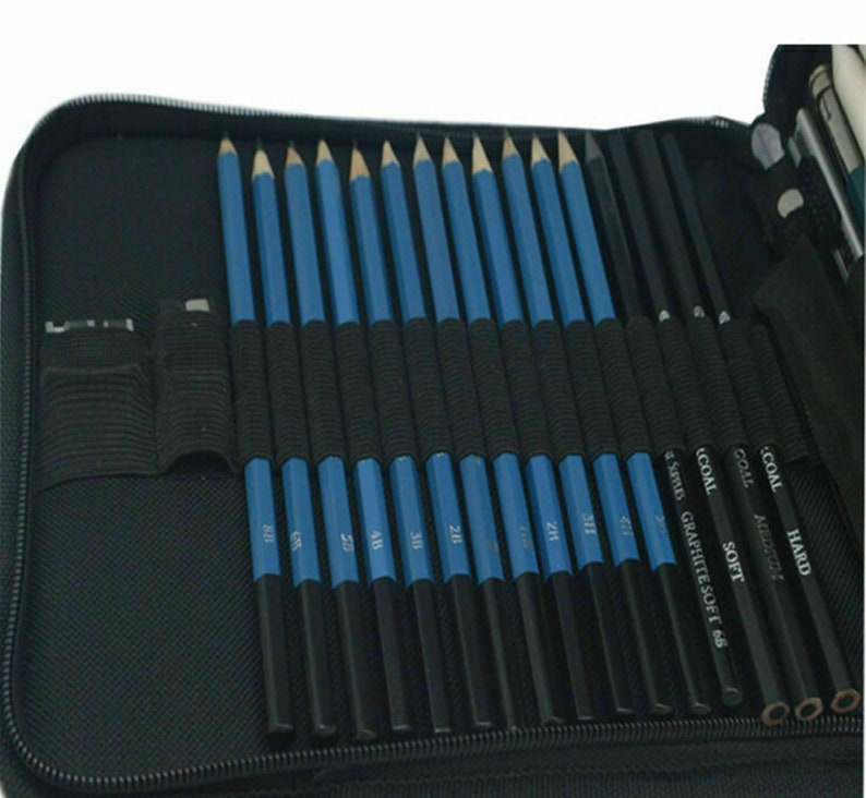 Art Pencil Kit Pro Sketching Drawing Student Graphite Charcoal - Etsy UK