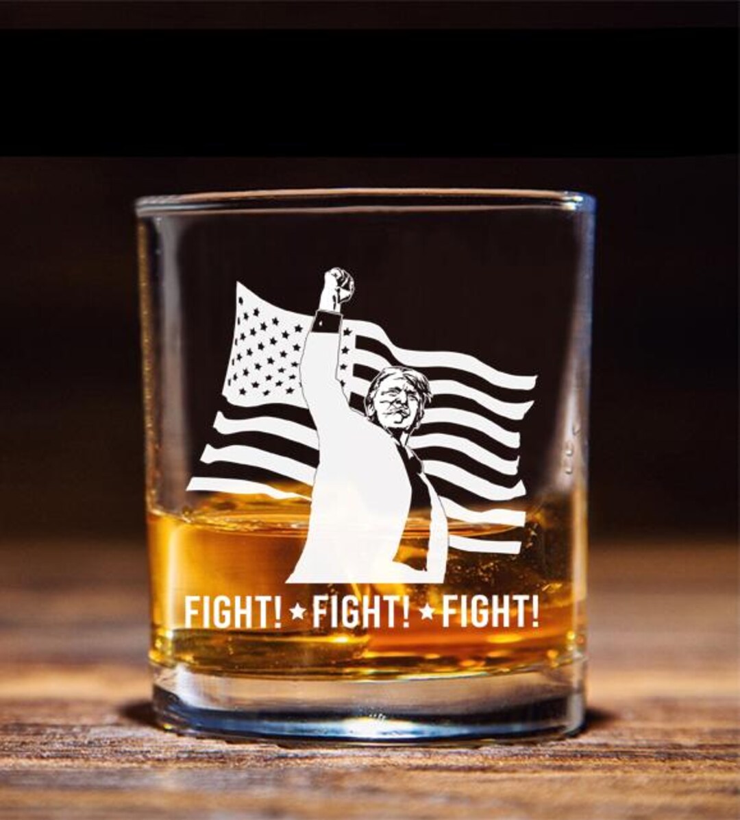 Trump Fight Laser Engraved Whiskey Glass, Right Wing, Conservative Gift ...