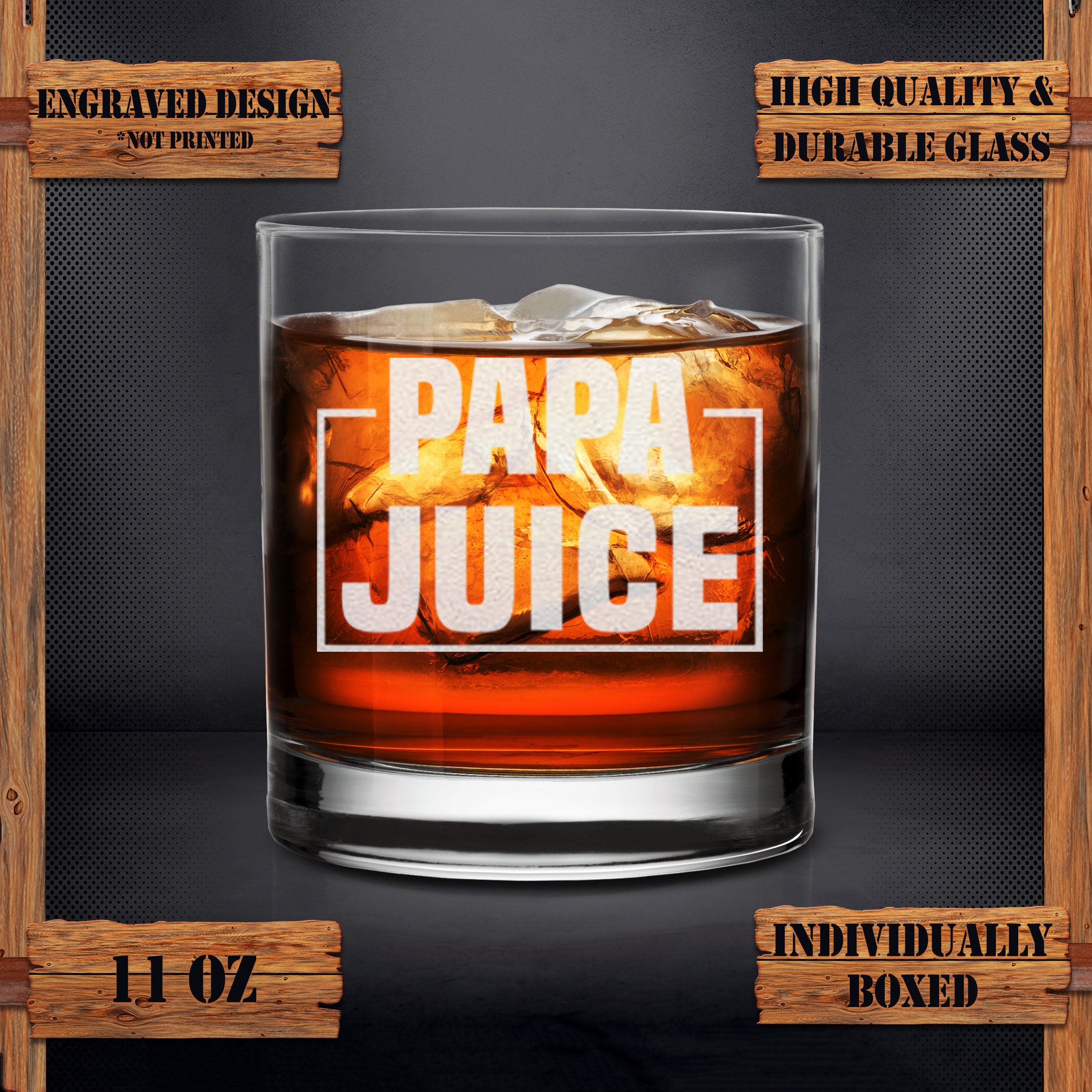 Papa Juice Whiskey Glass Funny Birthday Retirement Fathers Day Gift for ...
