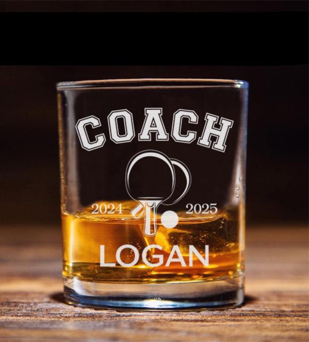 Custom Ping Pong Coach Whiskey Glass, Retirement Gift for Ping Pong ...