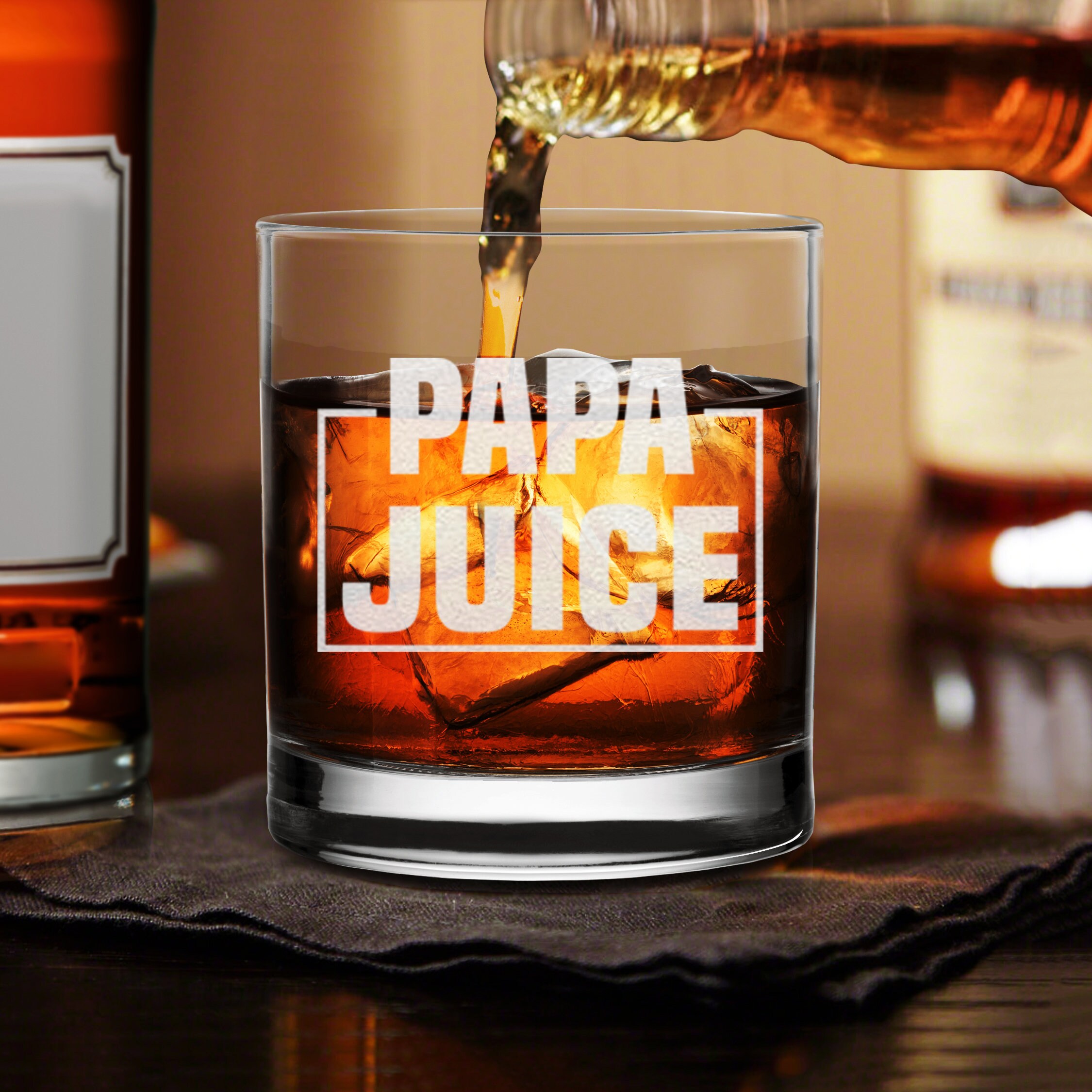 Papa Juice Whiskey Glass Funny Birthday Retirement Fathers Day Gift for ...