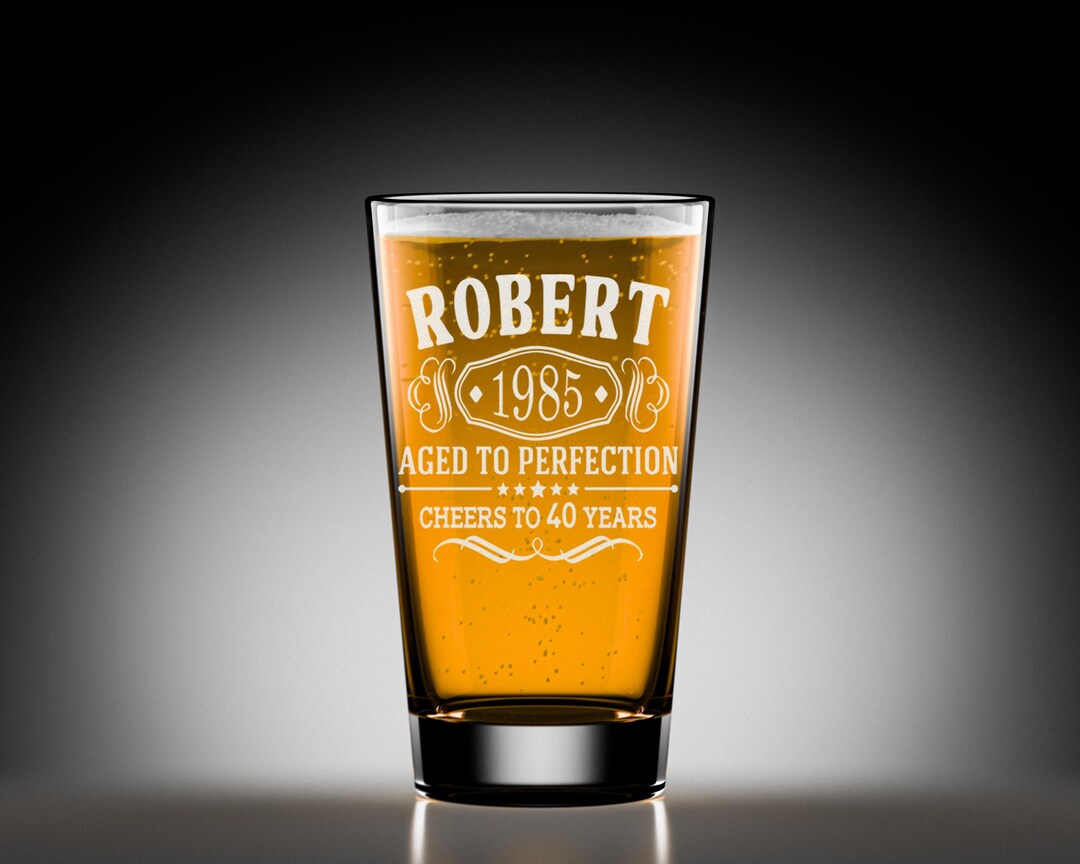 Engraved Beer Pint, Aged to Perfection, Personalized Gift, Celebrate ...