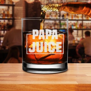 Papa Juice Whiskey Glass Funny Birthday Retirement Fathers Day Gift for ...