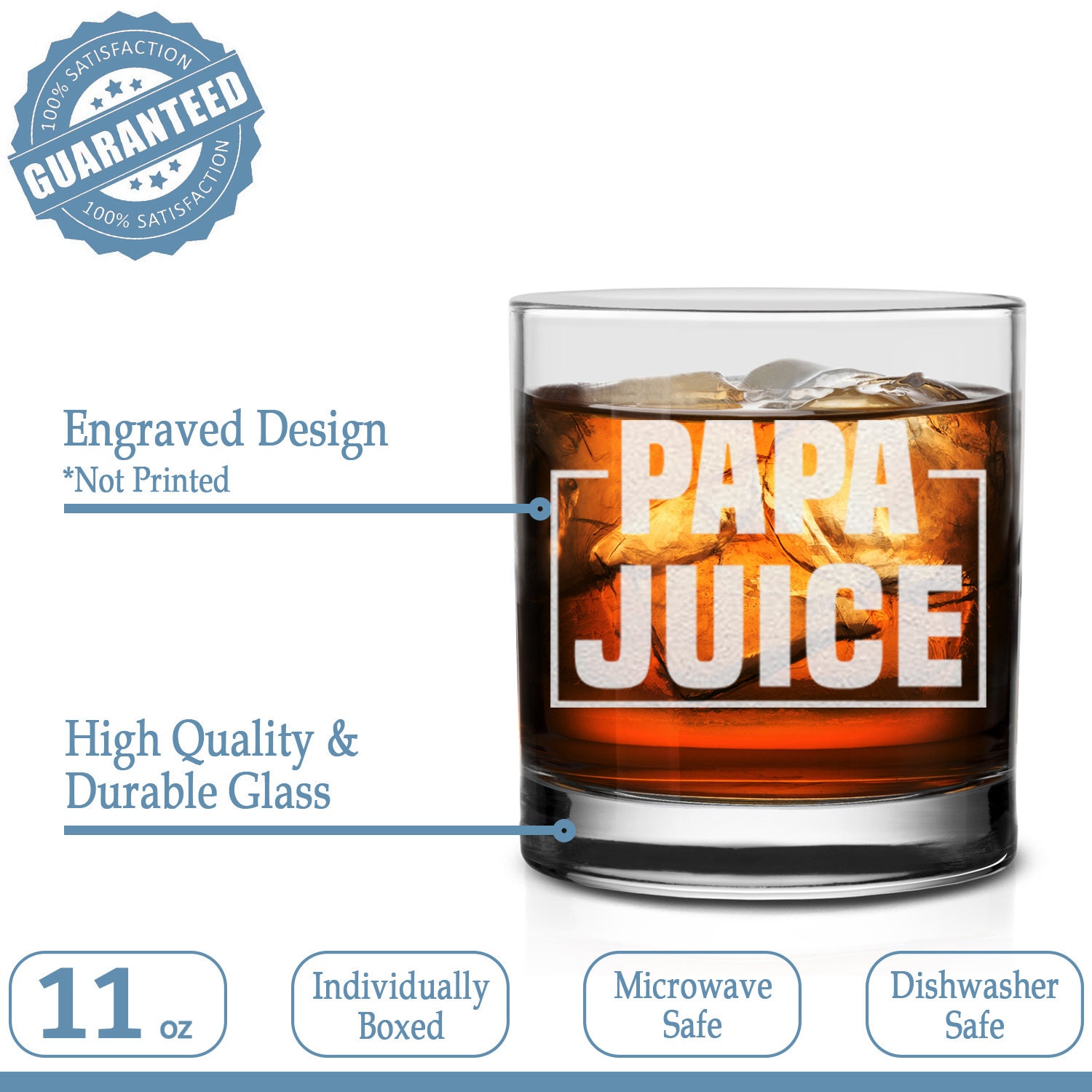 Papa Juice Whiskey Glass Funny Birthday Retirement Fathers Day Gift for ...