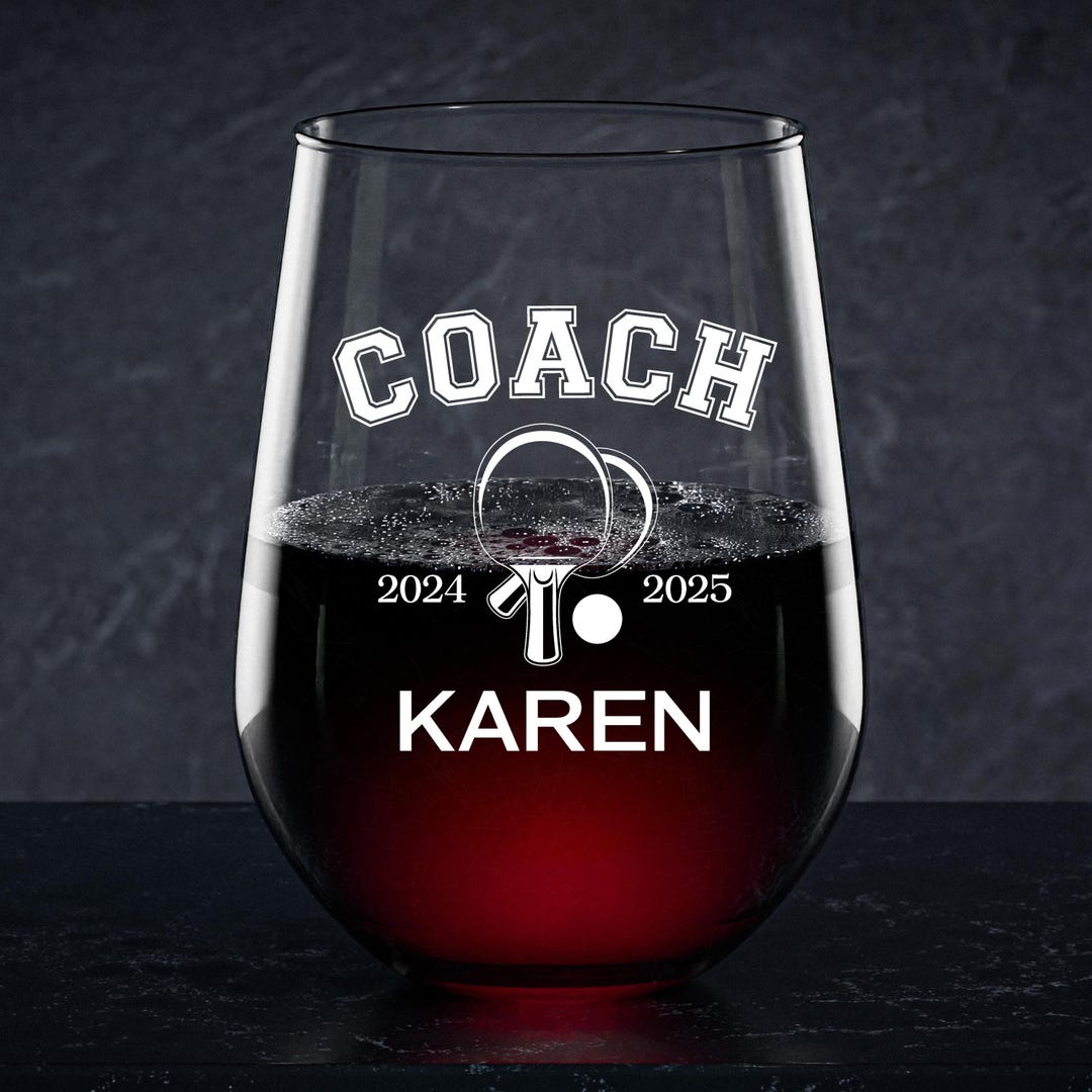 Custom Ping Pong Coach Wine Glass, Retirement Gift for Ping Pong Coach ...