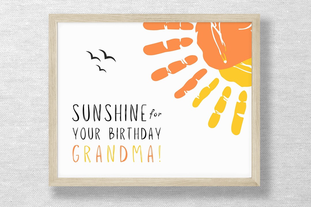 Grandma Birthday Handprint Craft, Sunshine Card, DIY Birthday Keepsake ...