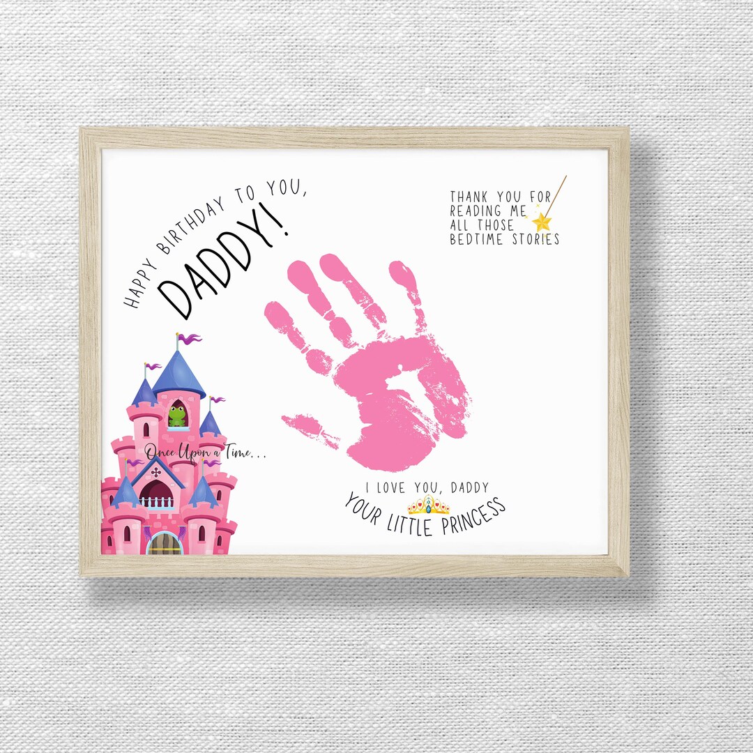 Princess Handprint Birthday Card for Daddy, Keepsake Art (digital ...