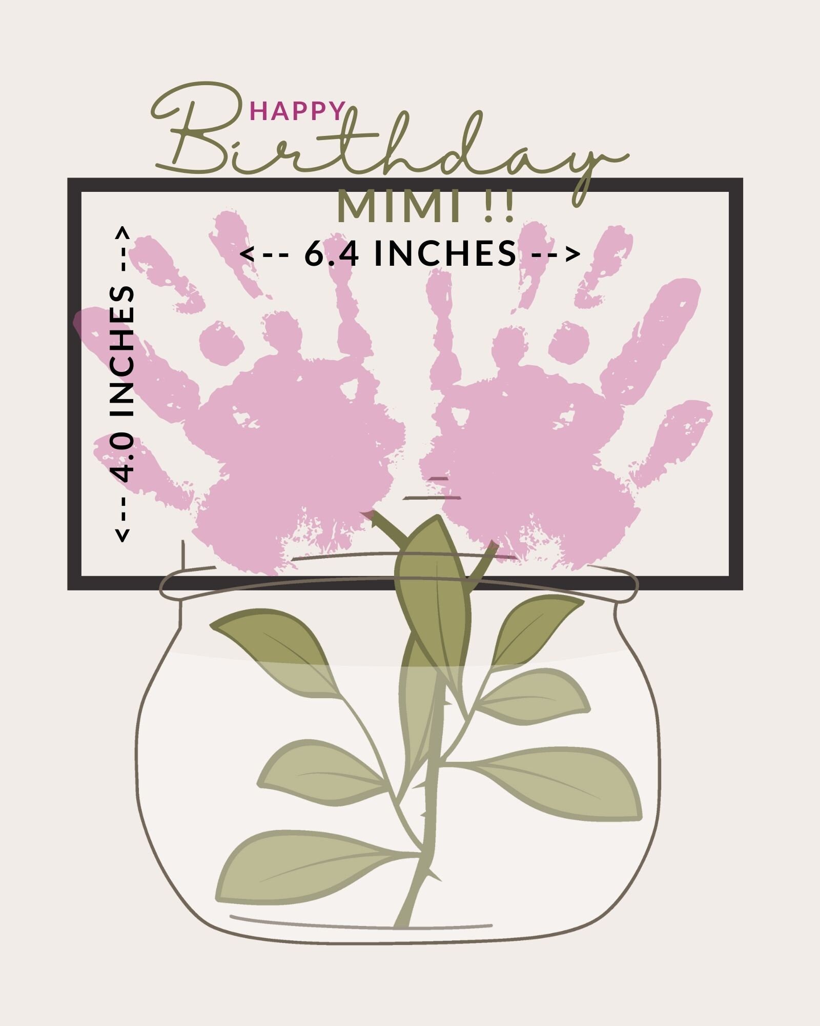 MIMI Birthday Handprint, Kids Craft, Gift From Child, Printable Card ...