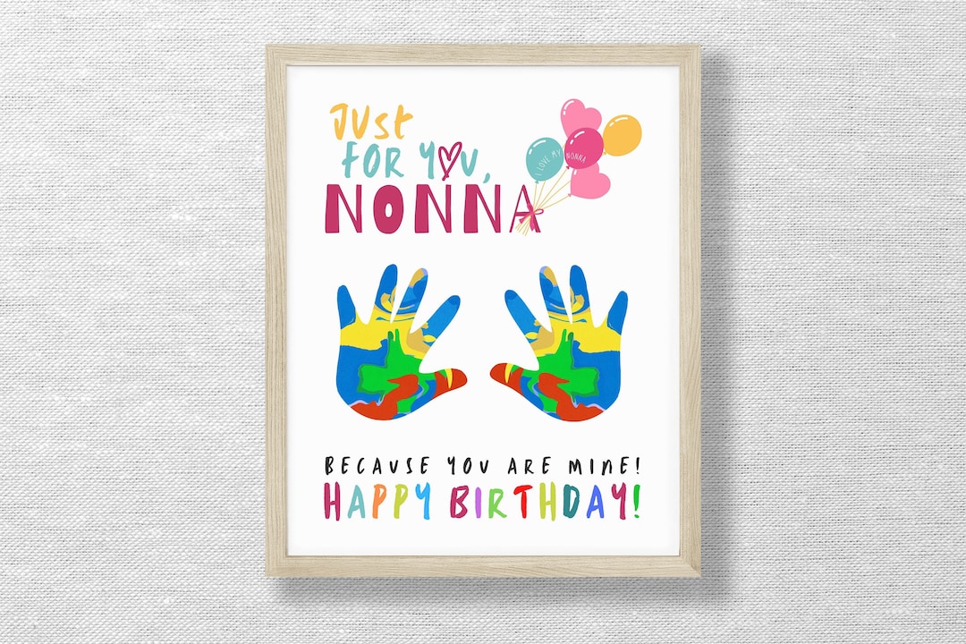 Just for You Nonna Keepsake, Handprint Art Craft, Birthday Card ...