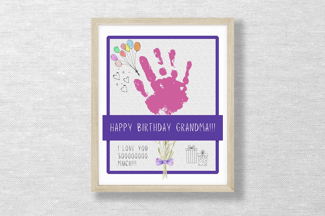 Happy Birthday Grandma Keepsake, Handprint Art Craft, Birthday Card ...