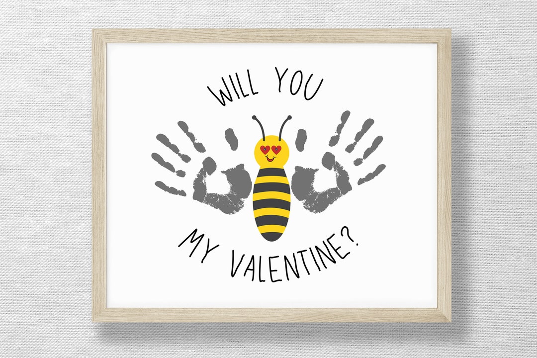 Valentine Handprint Art, 'will You Bee My Valentine' (digital Download ...