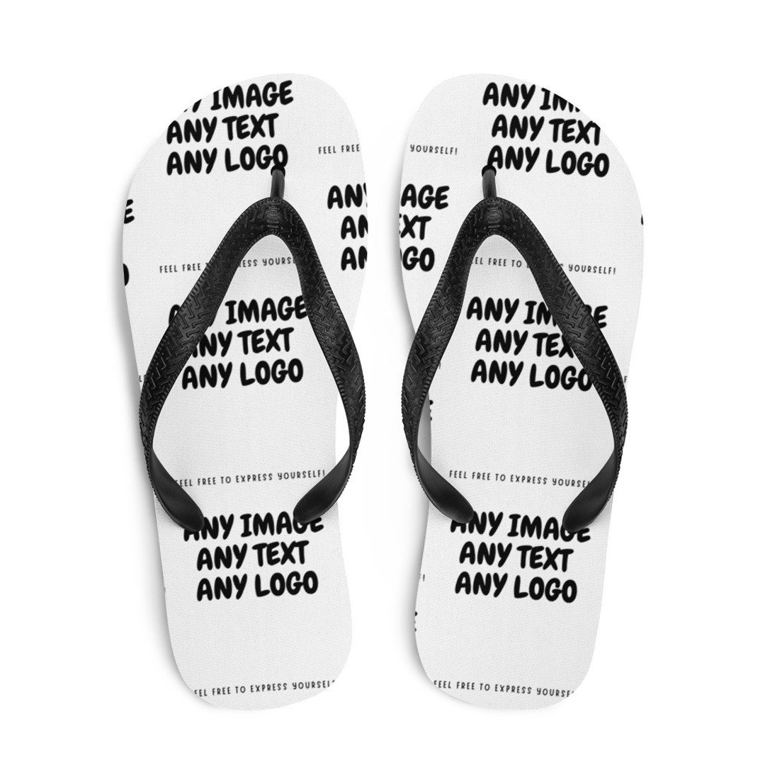 Personalised Flip Flops | Add Your Own Text, Image | Custom Logo ...