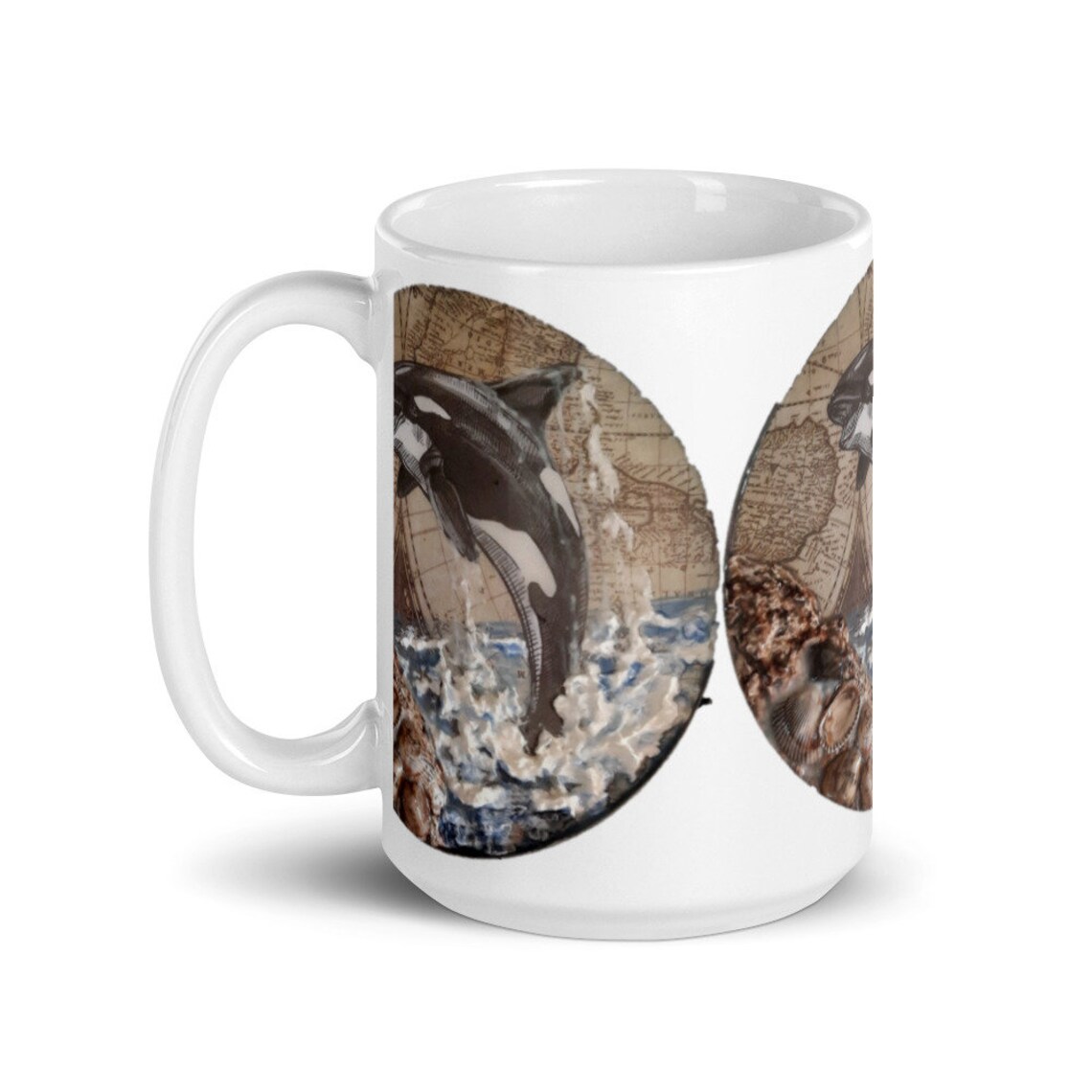 Orca Mug Handmade Artwork, Tea Cup, Coffee Mug, Nautical Design, Gothic ...