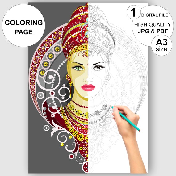 Portrait Coloring Page - Etsy
