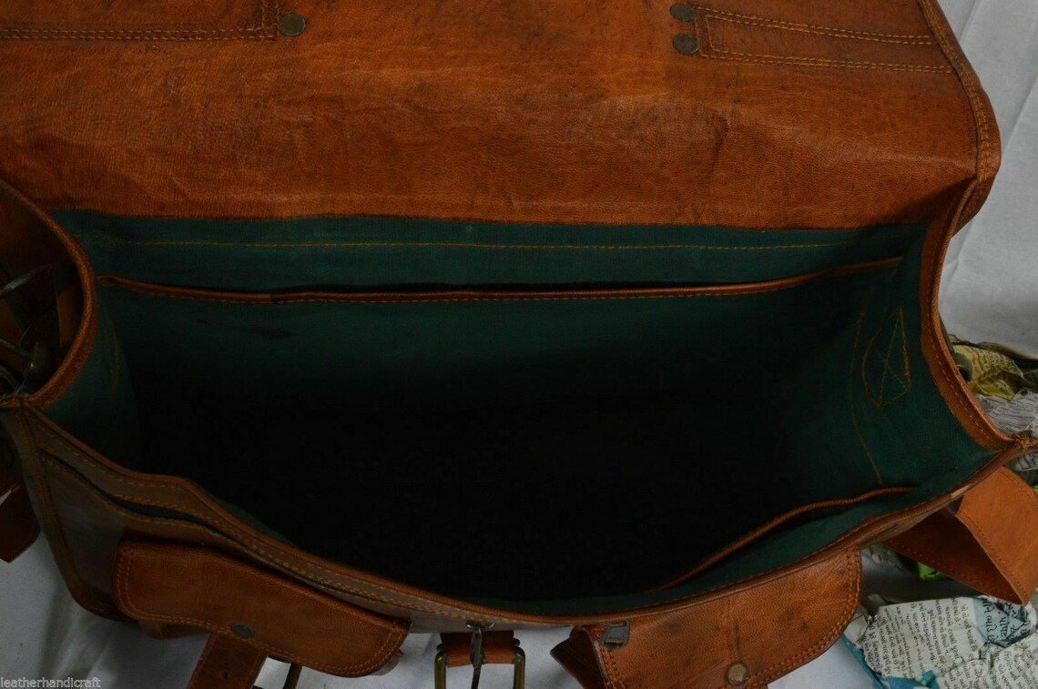 Handmade Goat Leather Bag Genuine Vintage Messenger Bag Laptop - Etsy