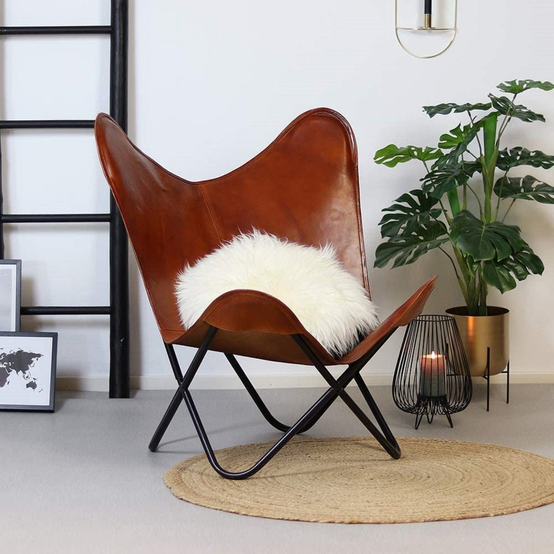Chairs & Ottomans Leather Butterfly Chair Leather Living Room Chair ...