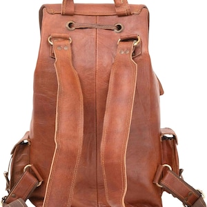 22-inch Rustic Vintage Leather Backpack Travel Rucksack Knapsack ...