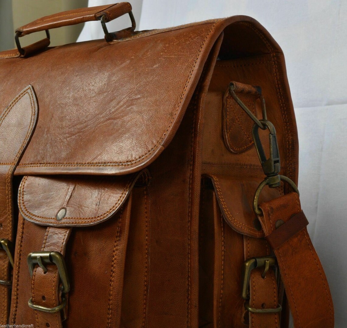 Handmade Goat Leather Bag Genuine Vintage Messenger Bag Laptop - Etsy