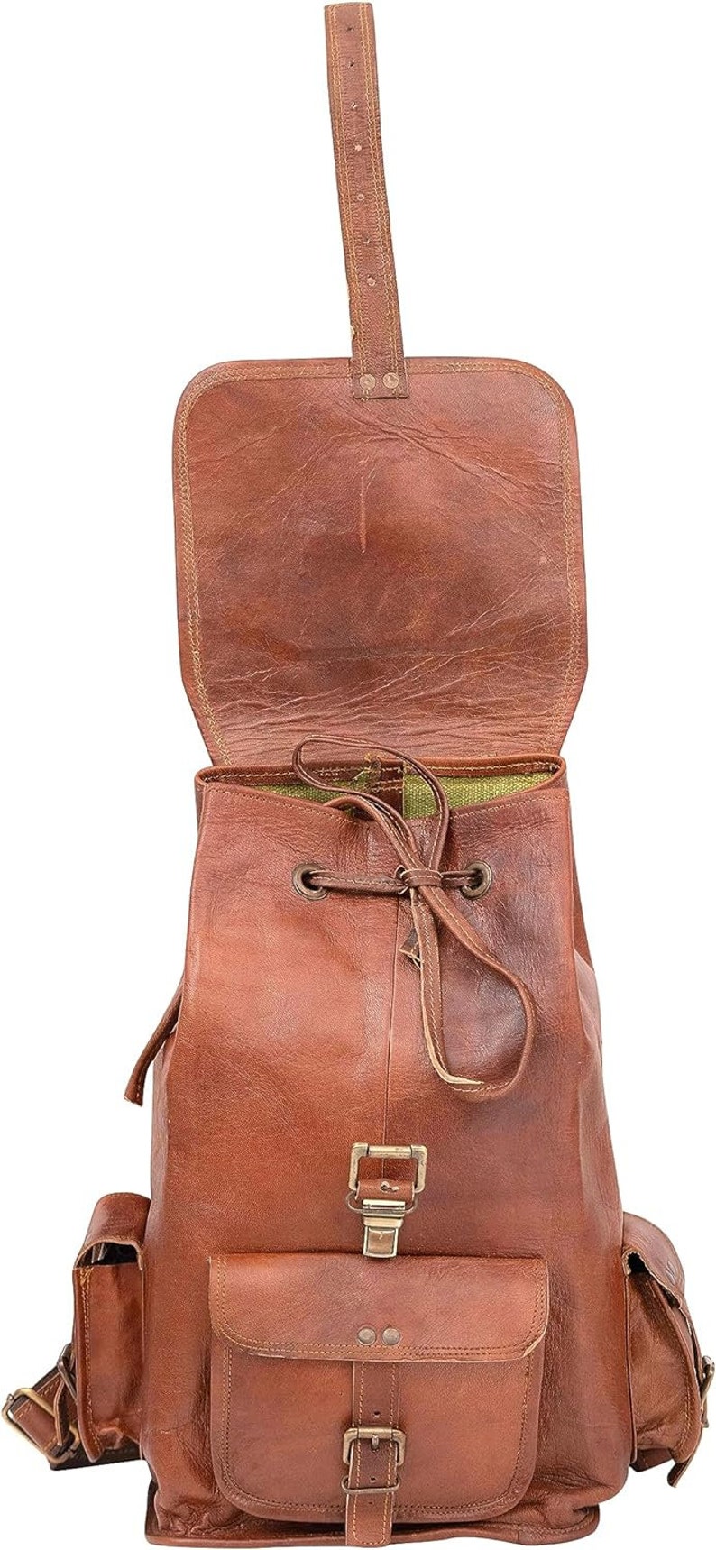22-inch Rustic Vintage Leather Backpack Travel Rucksack Knapsack ...