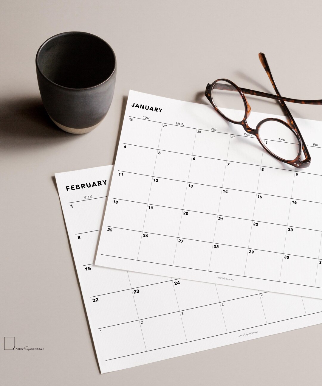 2026 Monthly Calendar Template: Printable A4, Letter A5 and Half Size ...