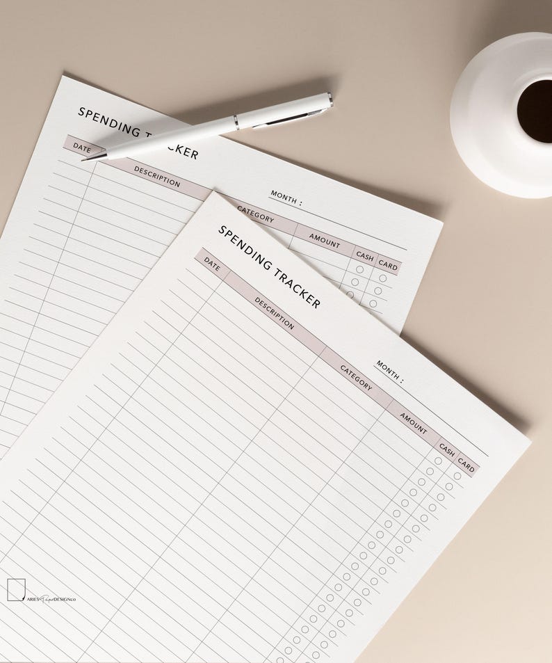 Printable Spending Tracker | One Page Monthly Expense Tracker (vertical ...