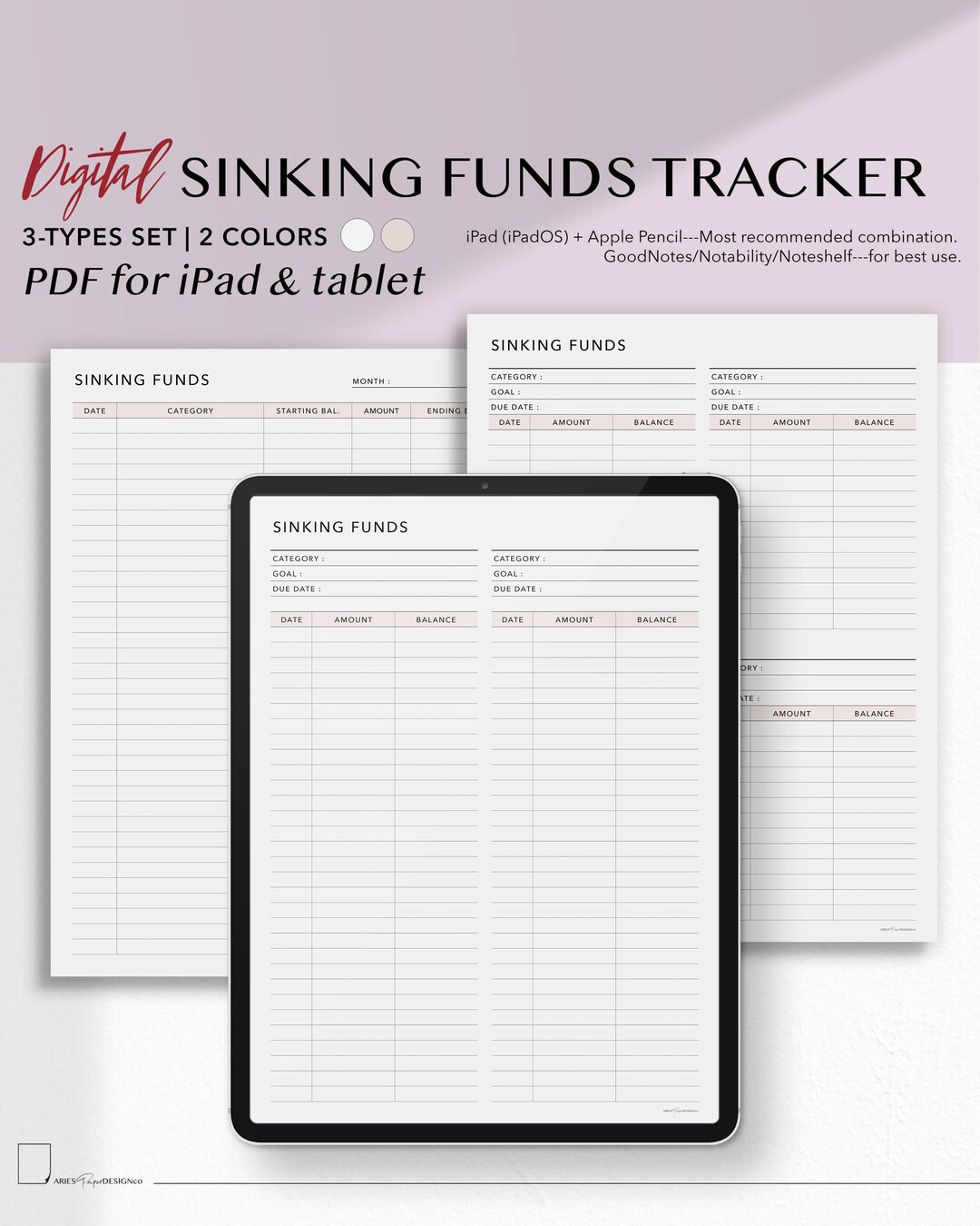 Sinking Funds Tracker Digital | One Page Vertical Savings Planner (3 ...