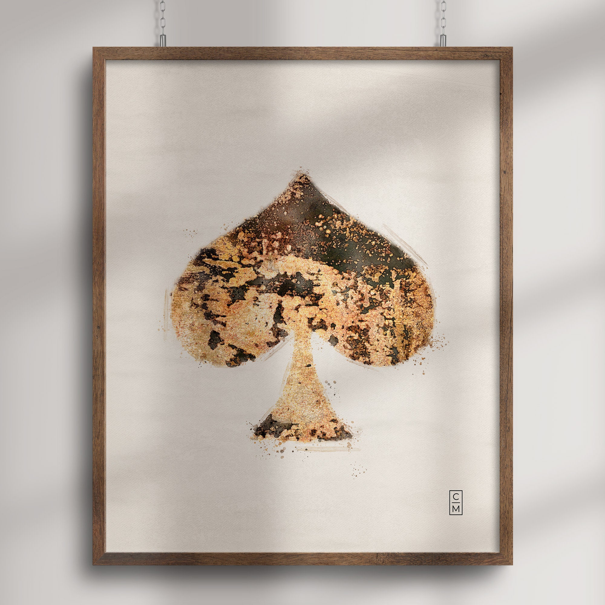 Geometric Wall Art for Living Room Spade Watercolor Neutral Textured ...