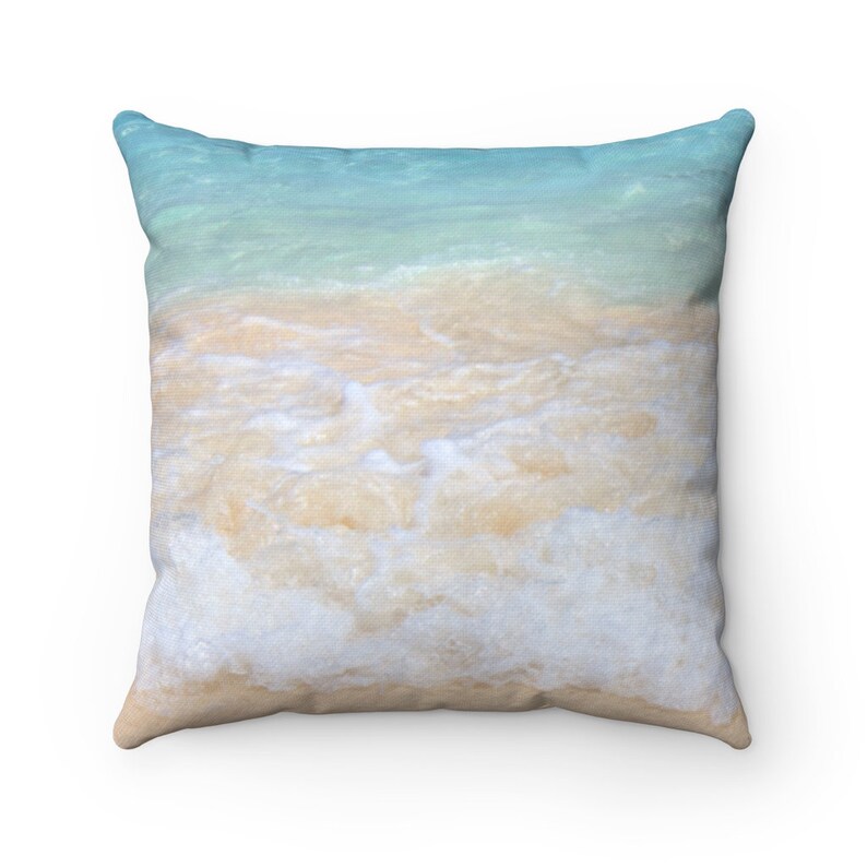 Beach Spun Polyester Square Pillow Tropical Island Ocean on Your Couch ...