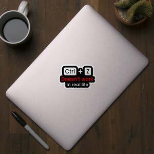 Ctrl+z Doesn't Work in Real Life Funny Vinyl Sticker Laptop Sticker, Water Bottle Sticker ...