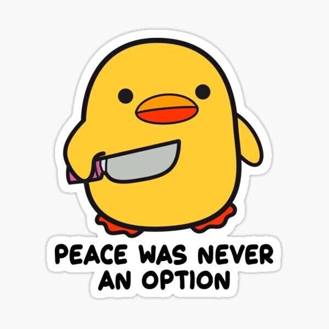 Peace Was Never an Option Knife Chicken Funny Vinyl Sticker Laptop ...