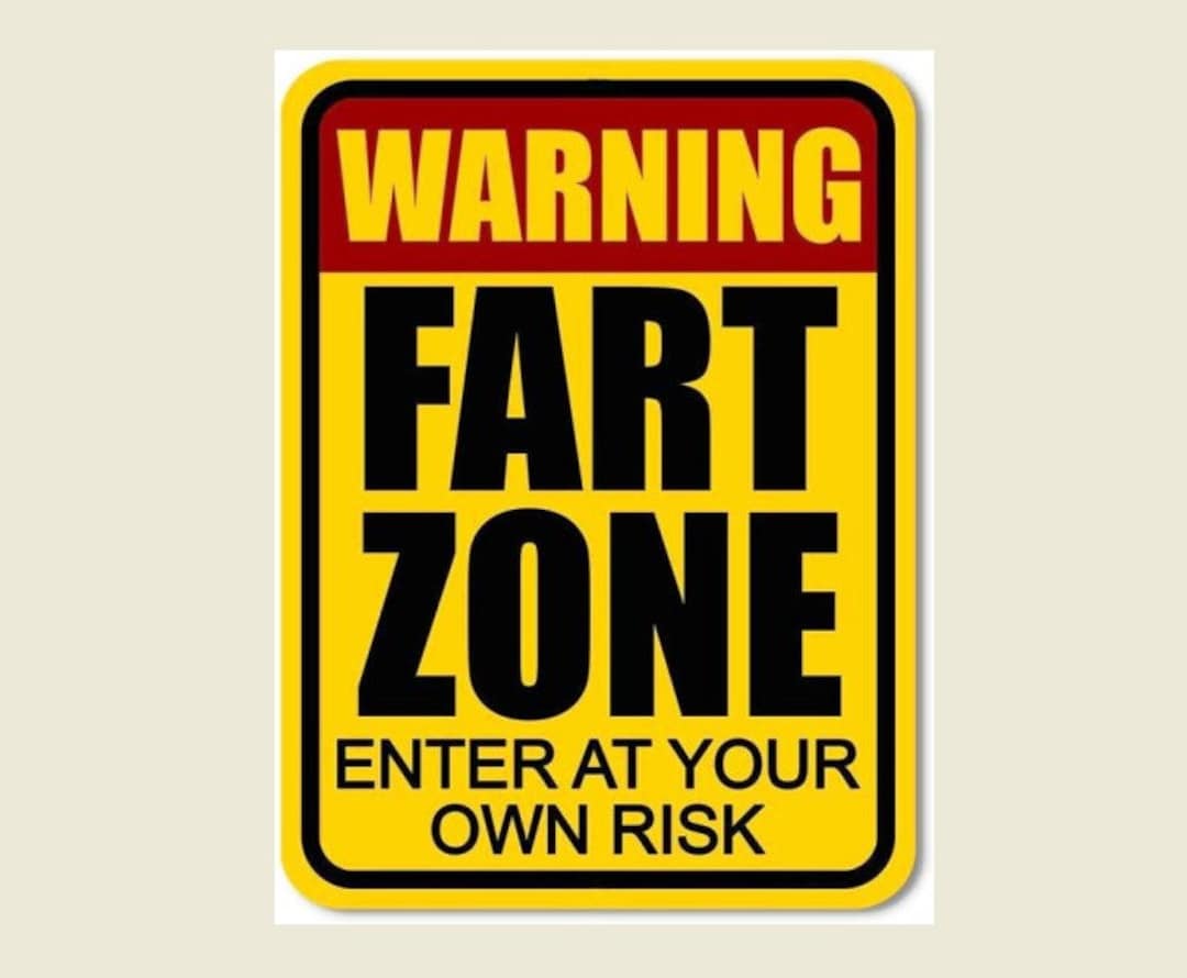 Funny Warning Sign Fart Zone Vinyl Sticker Laptop Sticker, Water Bottle ...