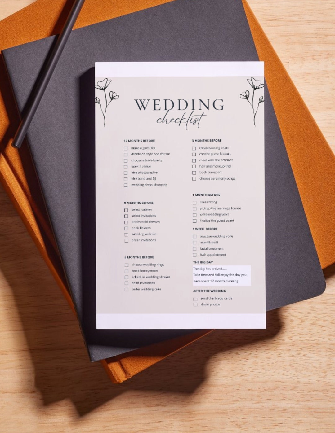 12 Month Planner,wedding Plan Checklist, Plan To-do-list,comprehensive ...