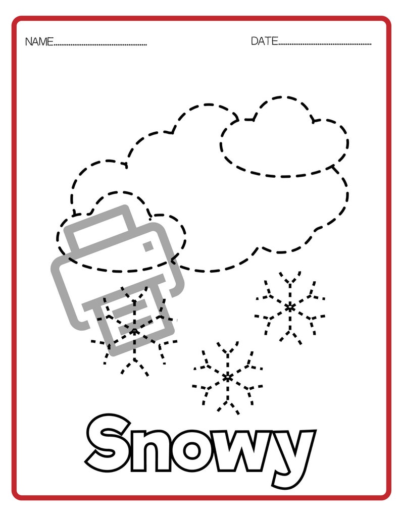 Weather Tracing Worksheets for Kids, to Do Printable, Handwriting ...
