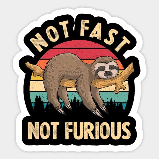 Funny Sloth Not Fast Not Furious Laptop Sticker, Water Bottle Sticker ...