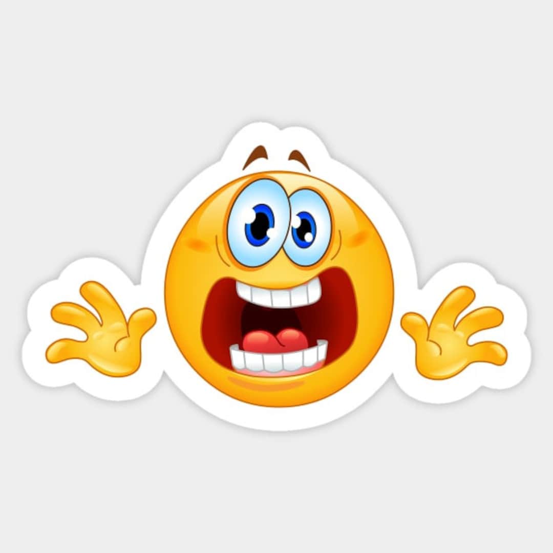 Panic Emoji Funny Vinyl Sticker Laptop Sticker, Water Bottle Sticker ...