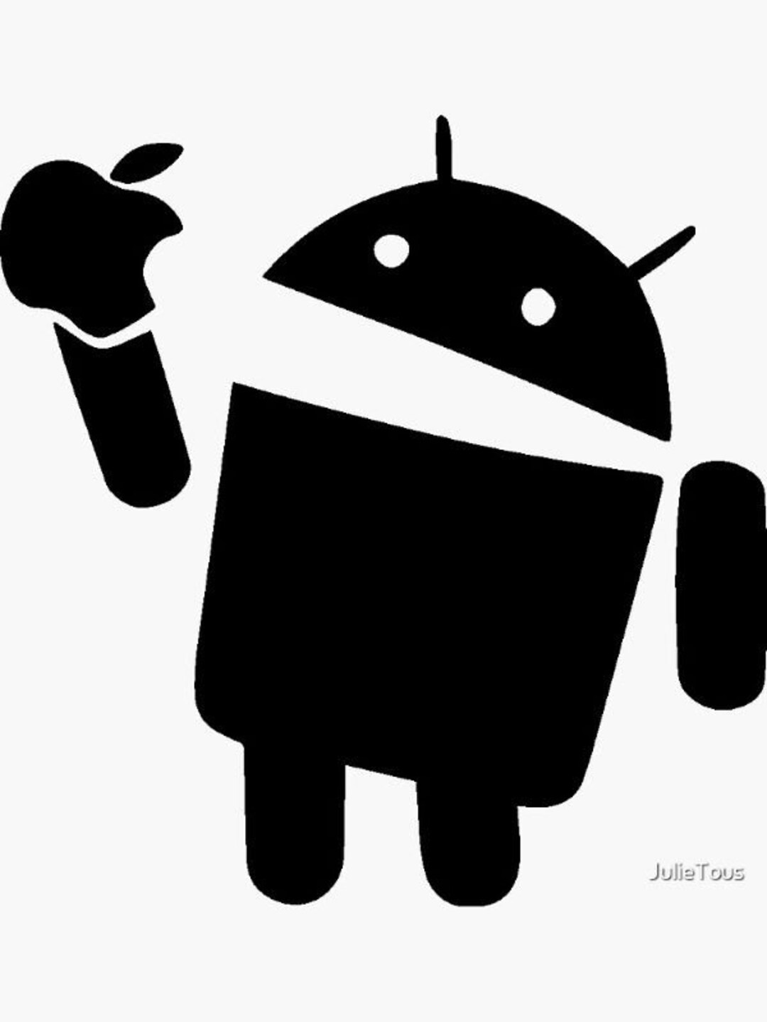 Android Eating Apple Funny Vinyl Sticker Laptop Sticker, Water Bottle ...